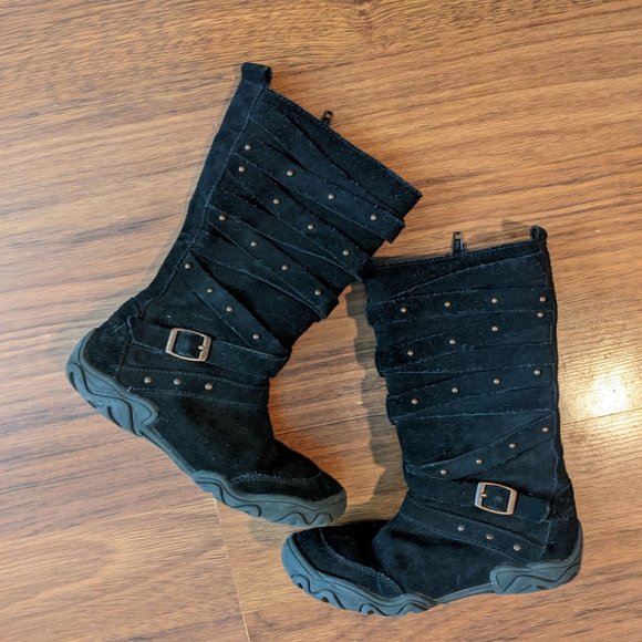 Umi | Shoes | Umi Black Studded Zip Up Leather Boots Girls Size 2 ...